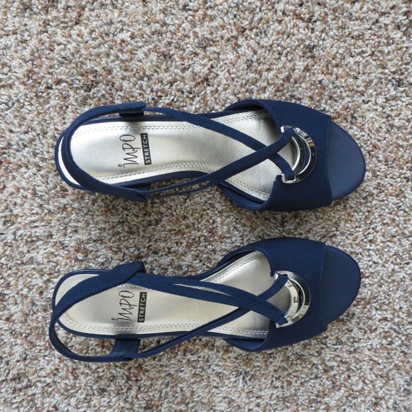 Impo | Shoes | Impo Stretch Wedge Sandal Navy With Silver Size 65m New ...